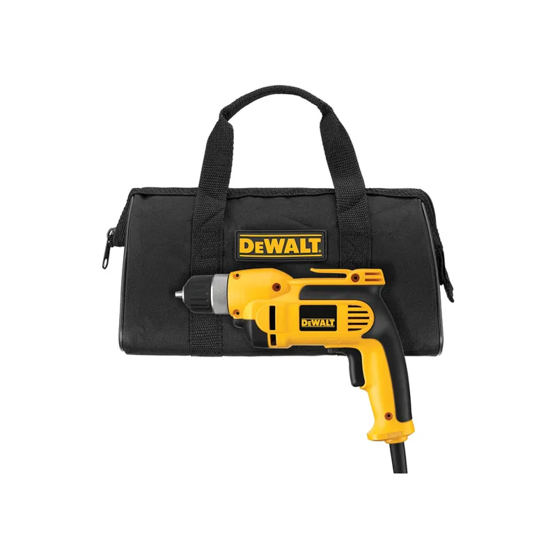 DEWALT 3/8-in VSR Keyless Corded Pistol Grip Drill Kit – 8-amp Motor ...